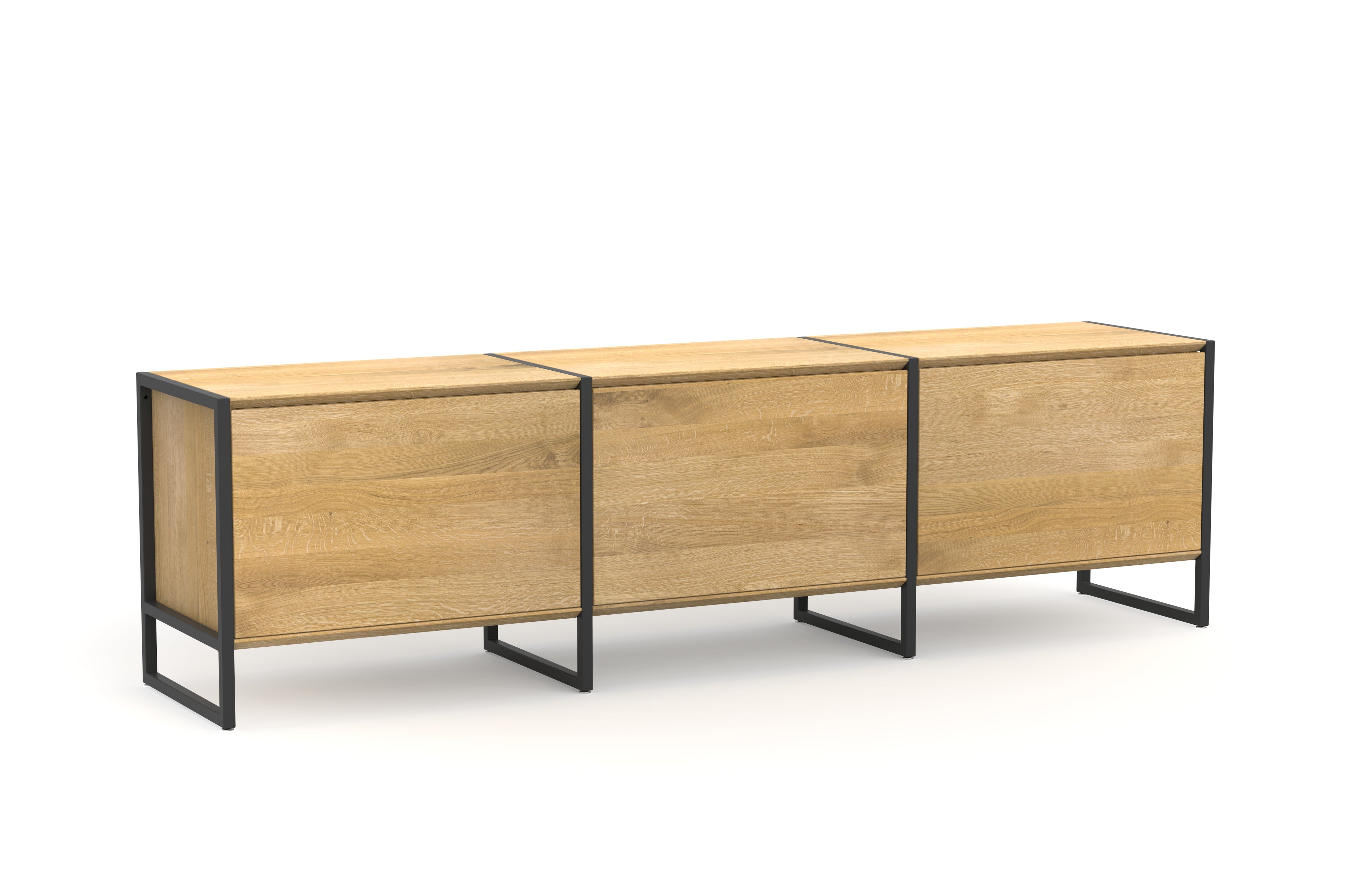 Minimalist metal & oak lowboard » With three doors | ekomia