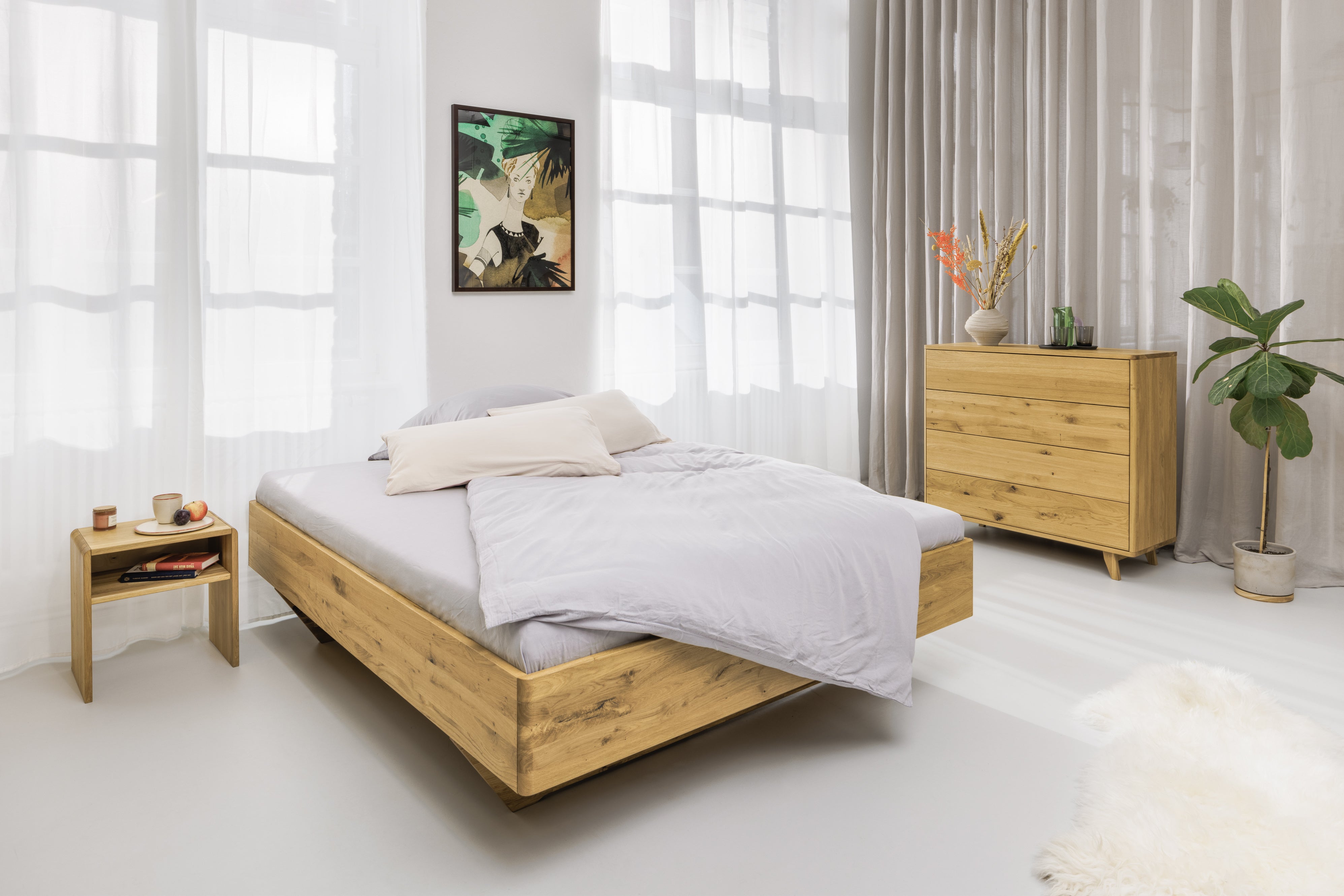 Timelessly simple beds made of solid wood minimalist eco ekomia